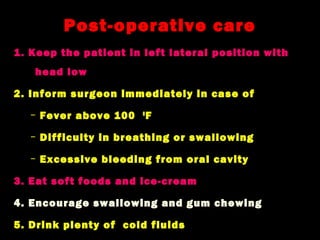 Tonsillectomy And Adenoidectomy Post Operative Care