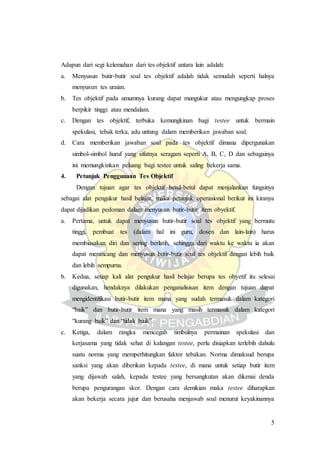 Tes objektif dan pengembangan tes objektif | DOCX
