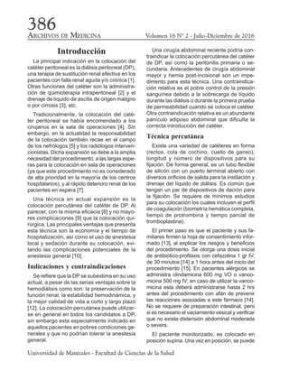 Colocación percutánea del catéter de diálisis peritoneal | PDF