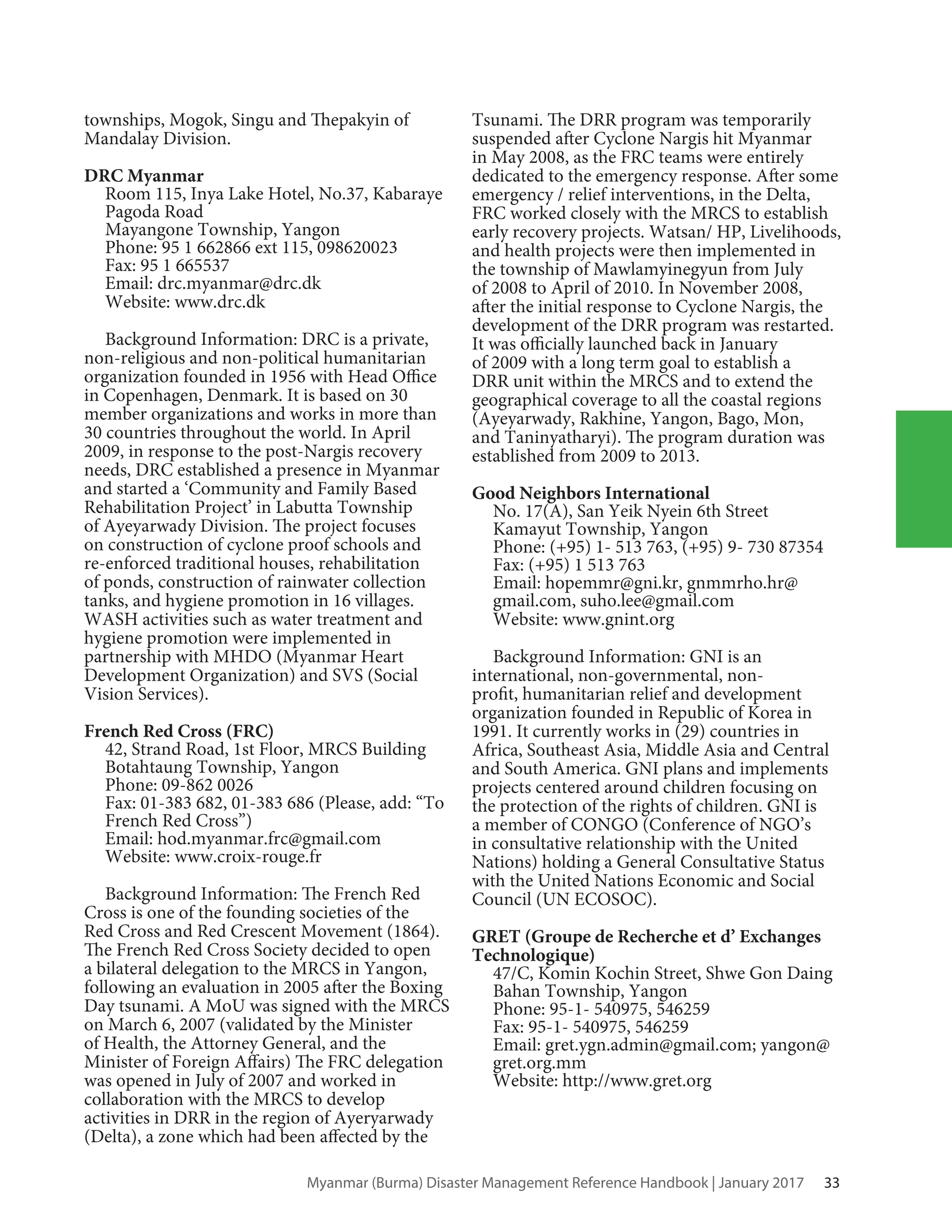 Myanmar disaster management reference handbook | PDF