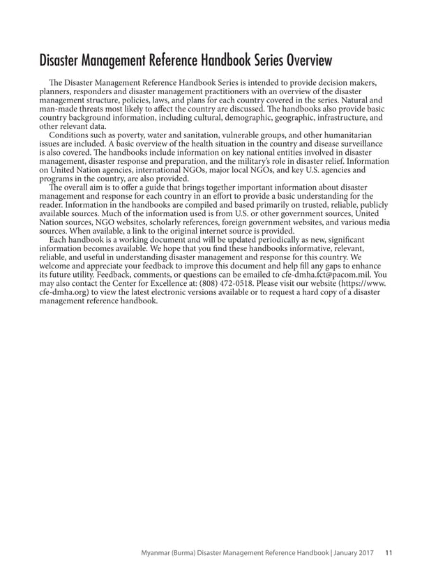 Myanmar disaster management reference handbook | PDF | Travel