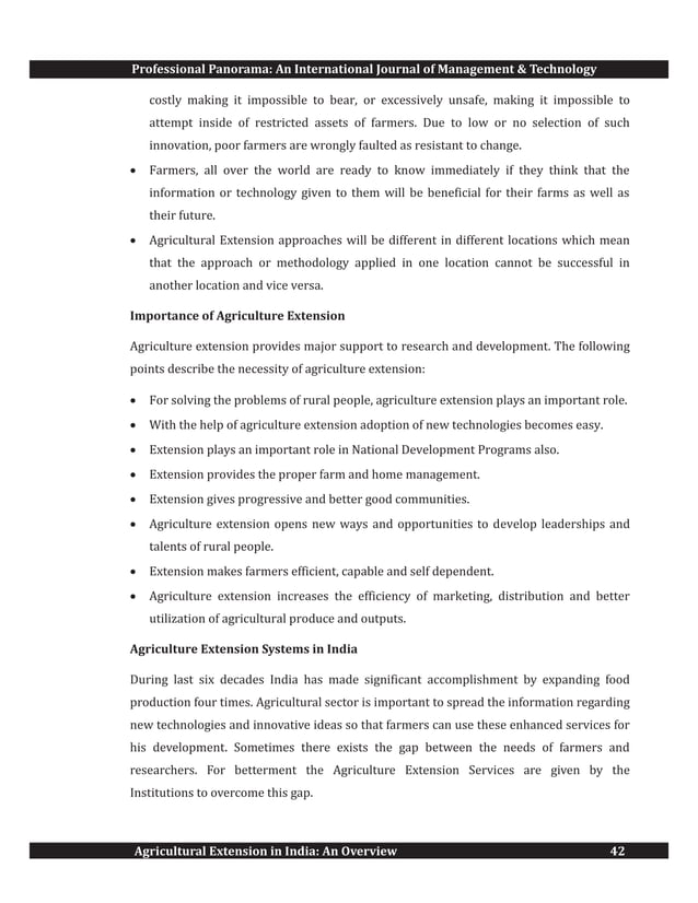 Agricultural Extension in India: An Overview | PDF