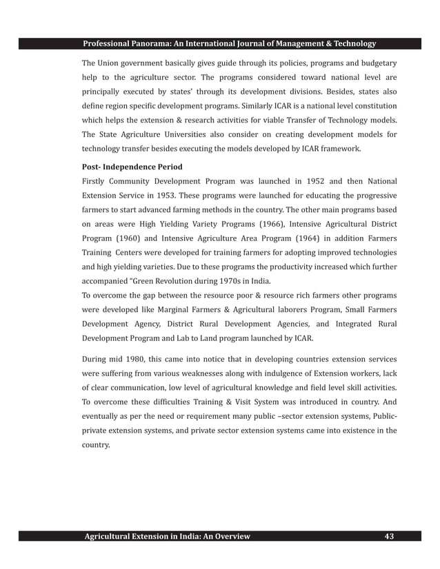Agricultural Extension in India: An Overview | PDF