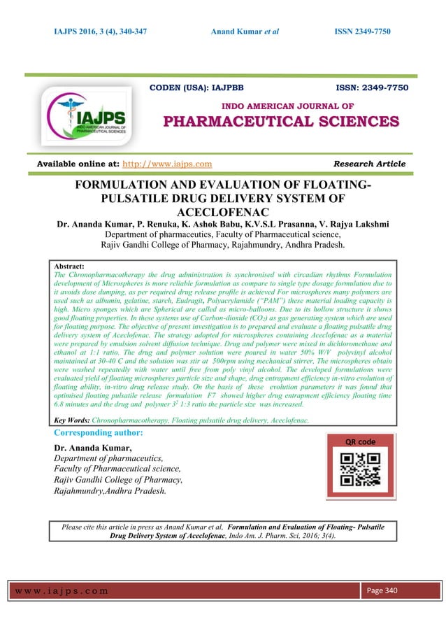 FORMULATION AND EVALUATION OF FLOATING- PULSATILE DRUG DELIVERY SYSTEM ...