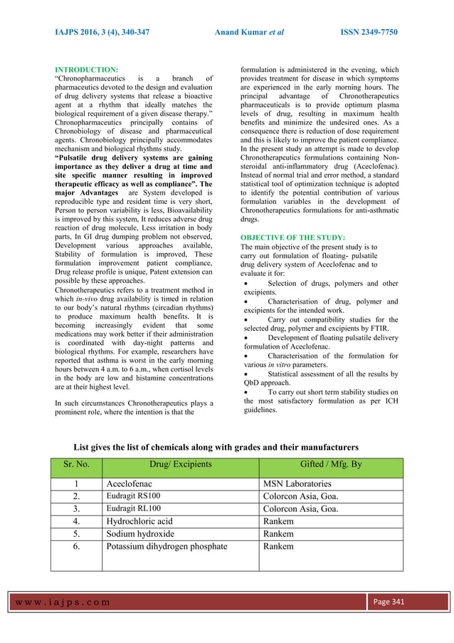 Formulation And Evaluation Of Floating Pulsatile Drug Delivery System Of Aceclofenac Pdf