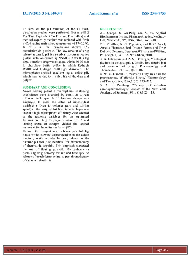 Formulation And Evaluation Of Floating Pulsatile Drug Delivery System Of Aceclofenac Pdf