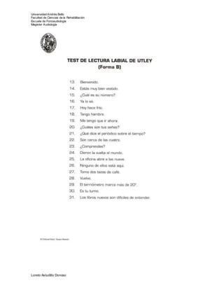 4. test de lectura labial de utley | PDF