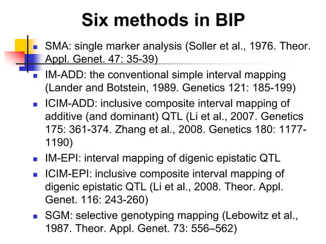 Jiankang Wang. Principle of QTL mapping and inclusive composite interval mapping (ICIM) | PDF ...