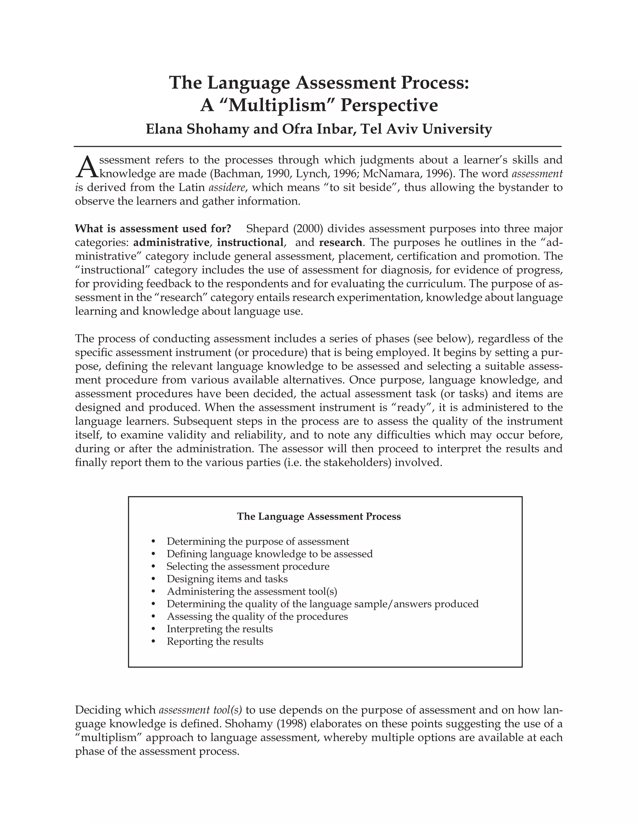 The Language Assessment Process | PDF