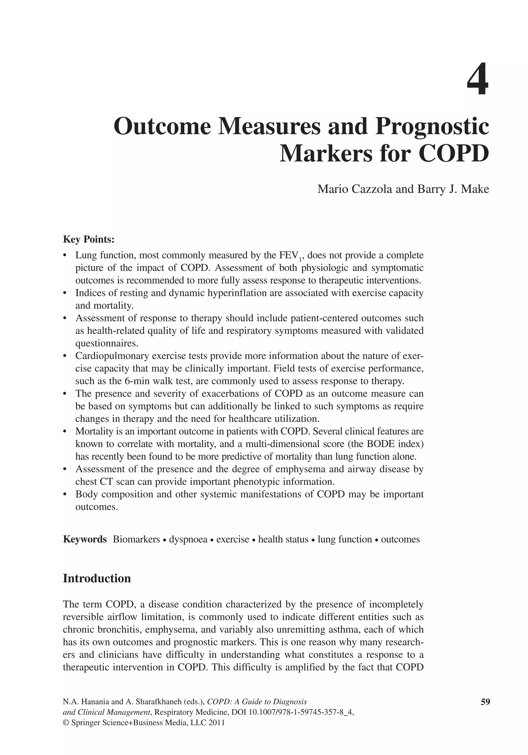 OUTCOME MEASURES AND PROGNOSTIC MARKERS FOR COPD _4 | PDF