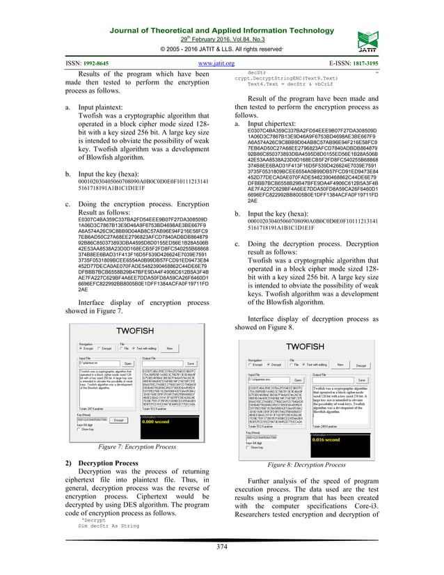 IMPLEMENTATION TWOFISH ALGORITHM FOR DATA SECURITY IN A COMMUNICATION NETWORK USING LIBRARY ...