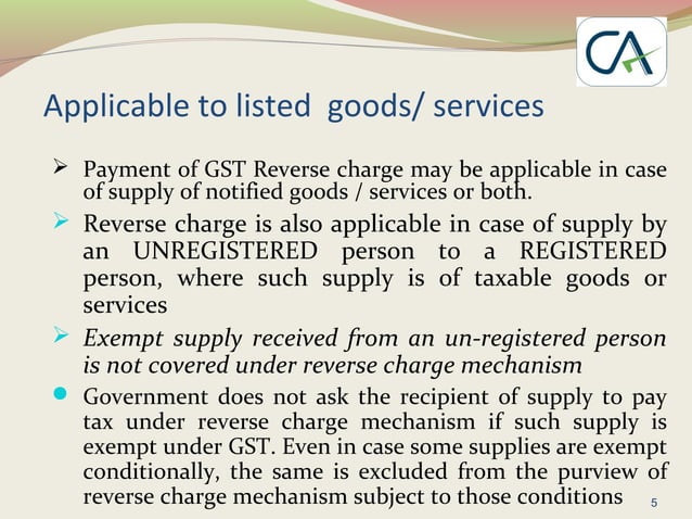 4. reverse charge machanism under gst. | PPT