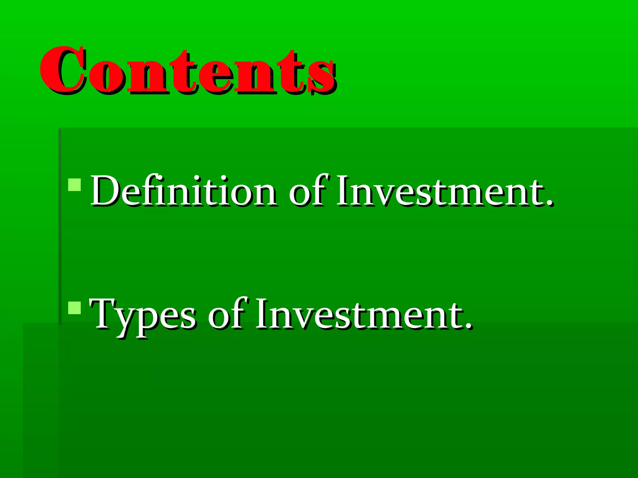Presentation on Investment | PPT | Stocks and Bonds | Personal Investing