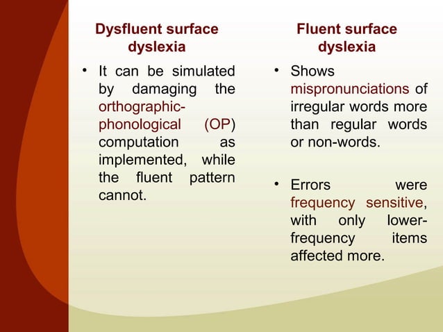surface dyslexia | PPT | Brain and Nervous System Disorders | Diseases ...