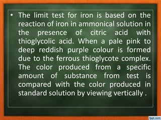 4.limit test for iron | PPTX
