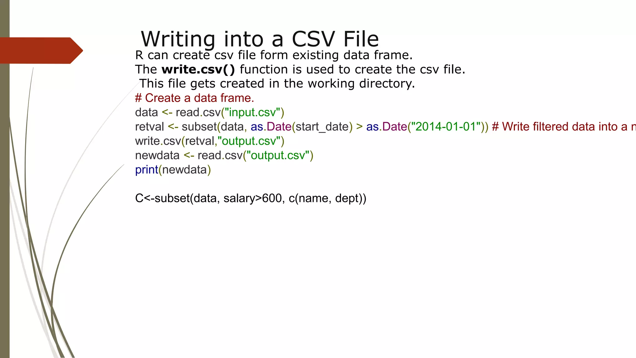 4. R- files Reading and Writing | PPTX