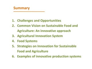 Innovation for Sustainable Food and Agriculture | PDF