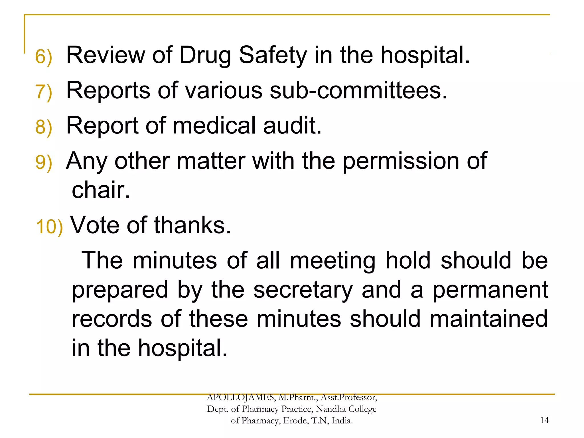 Pharmacy and Therapeutic committee | PPT