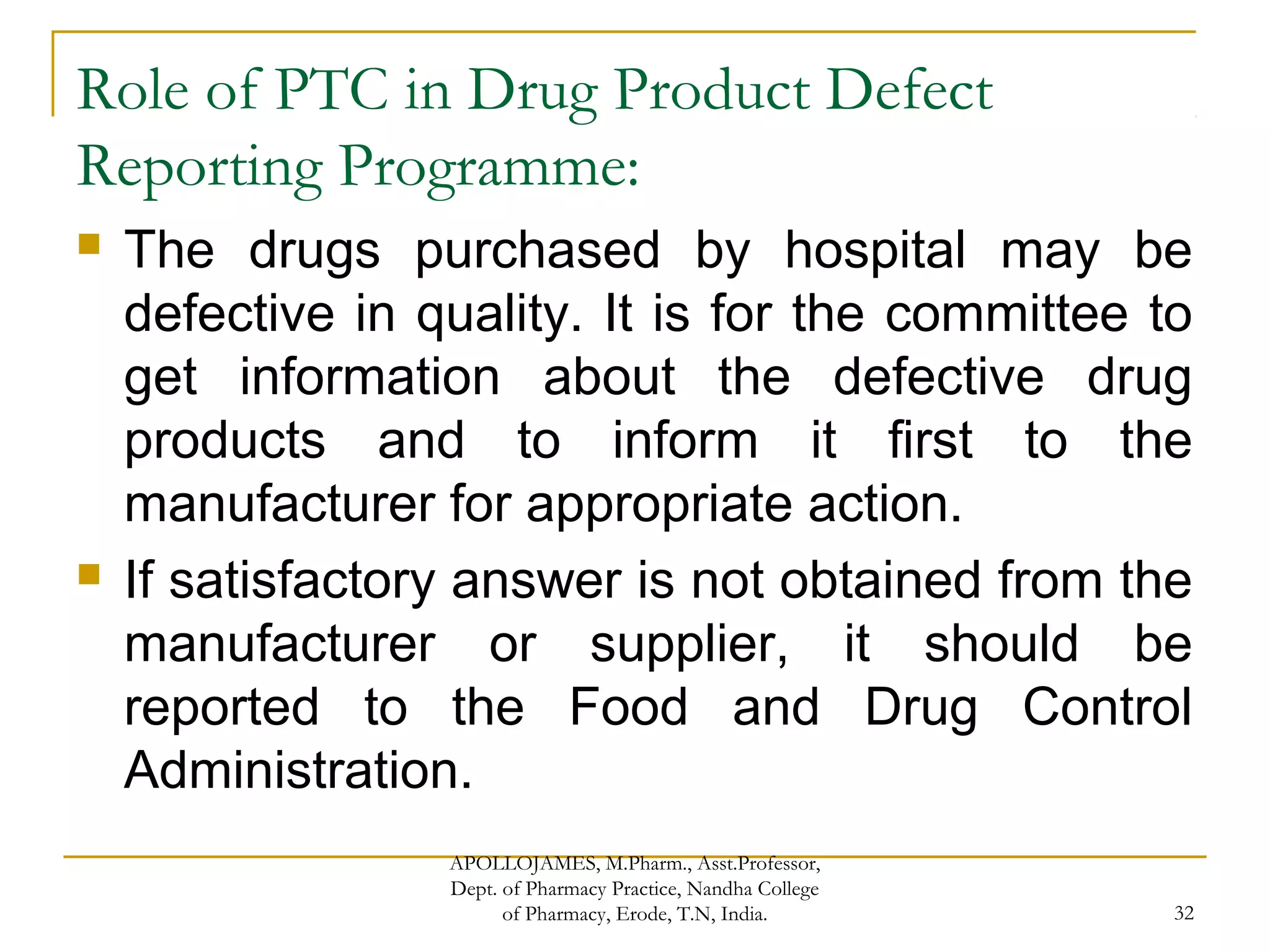 Pharmacy and Therapeutic committee | PPT