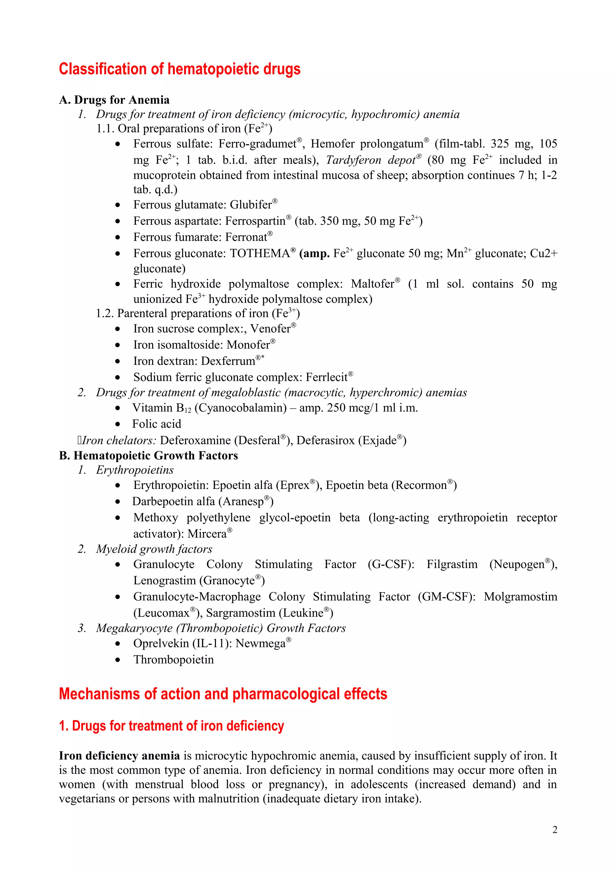 Hematopoietic Drugs | DOC