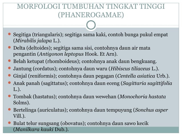 Biologi Tanaman : Terminologi dan morfologi tumbuhan tingkat rendah dan ...