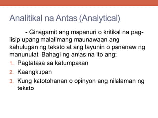 Antas ng Pagbasa | PPTX