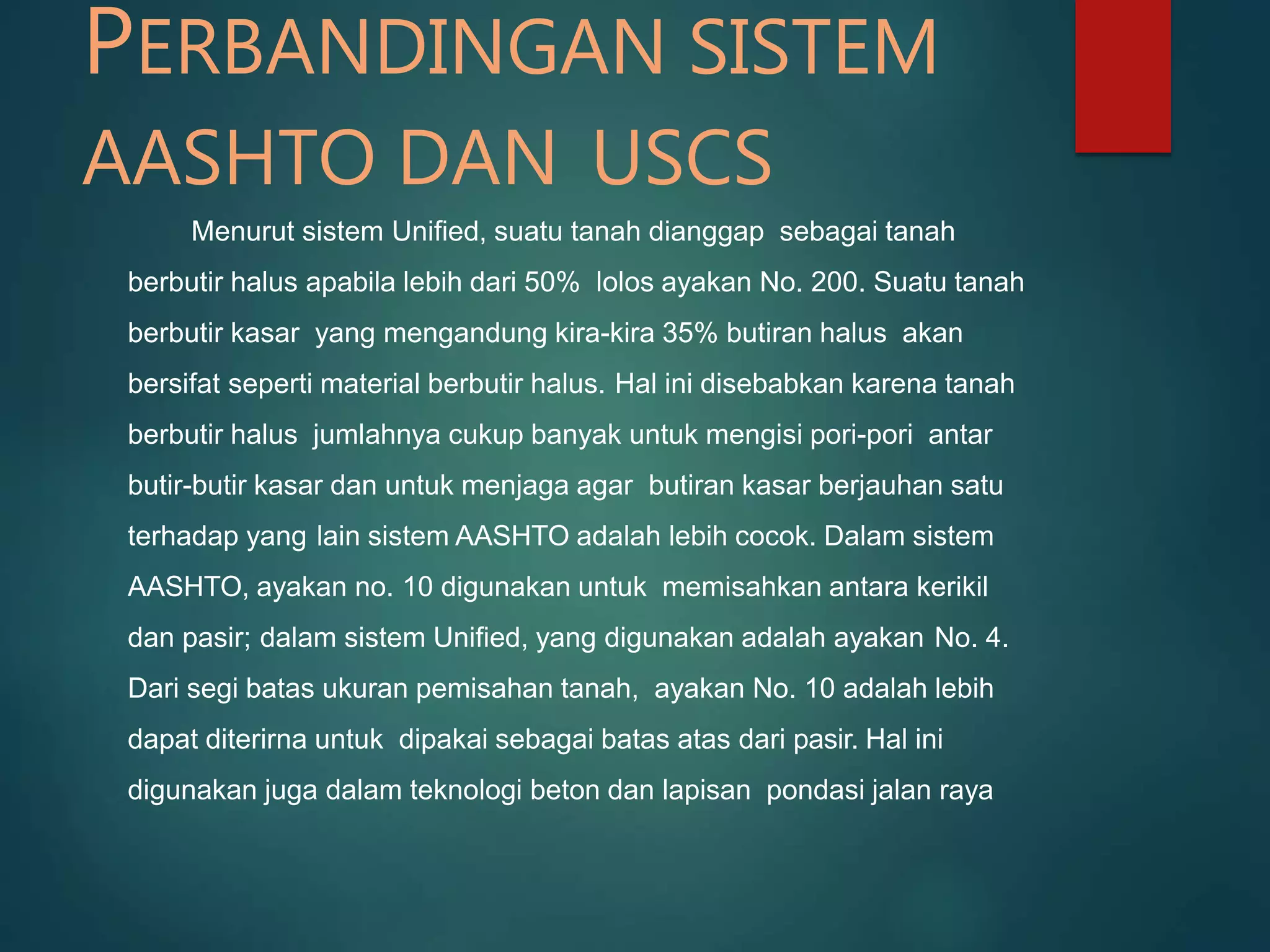 Klasifikasi tanah AASHTO DAN UNIFIED | PPTX