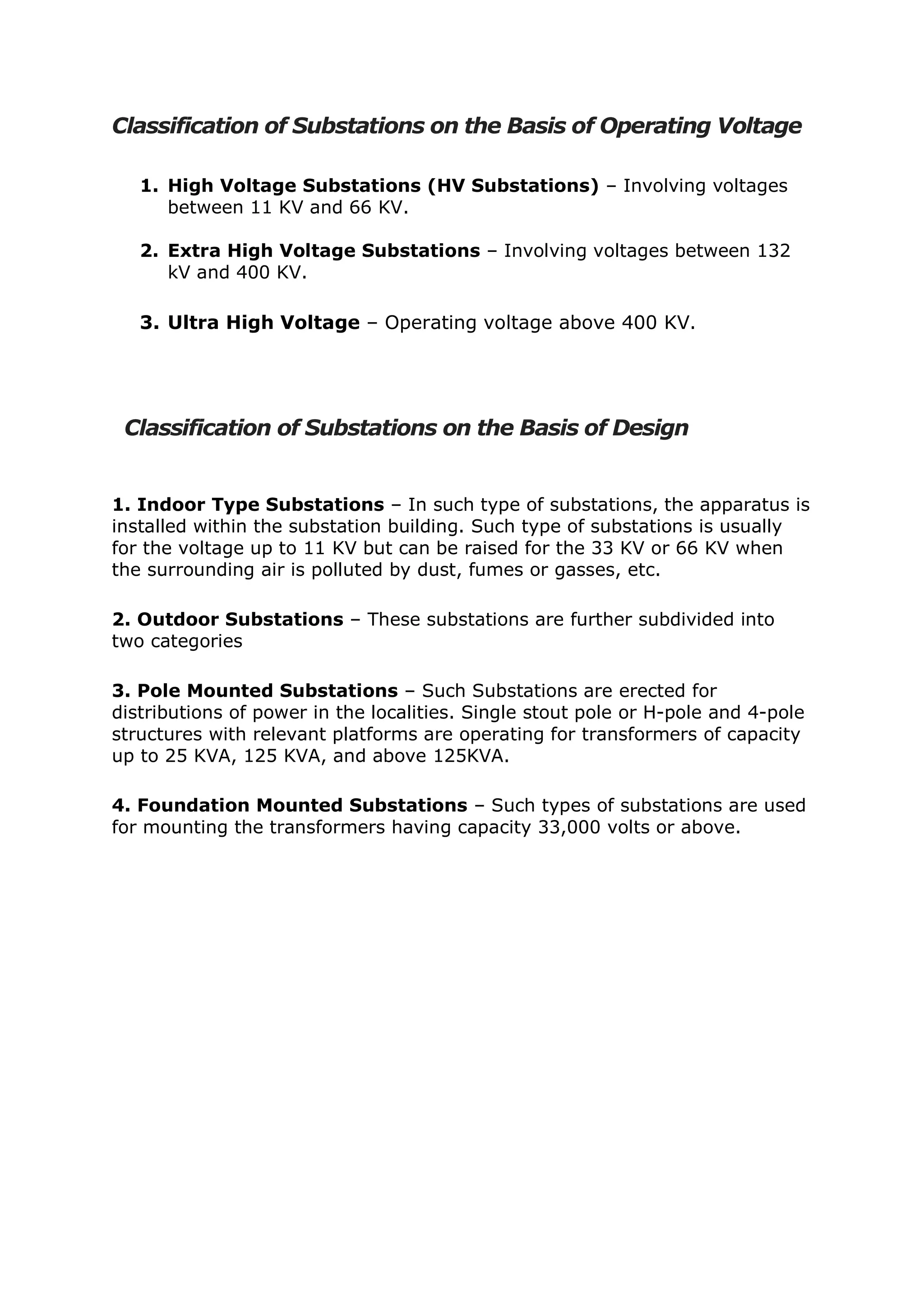CLASSIFICATION OF SUBSTATION | PDF