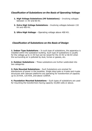 CLASSIFICATION OF SUBSTATION | PDF