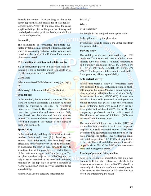 Formulation and evaluation of herbal toothpaste compared with marketed ...