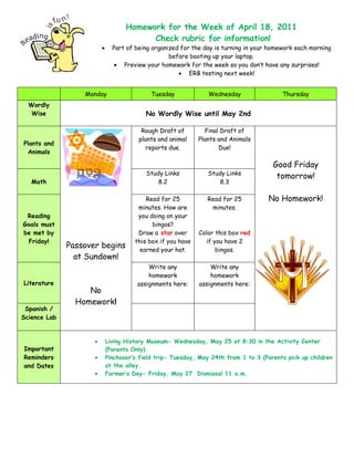 4 18-2011 | PDF | Homework and Study | Education