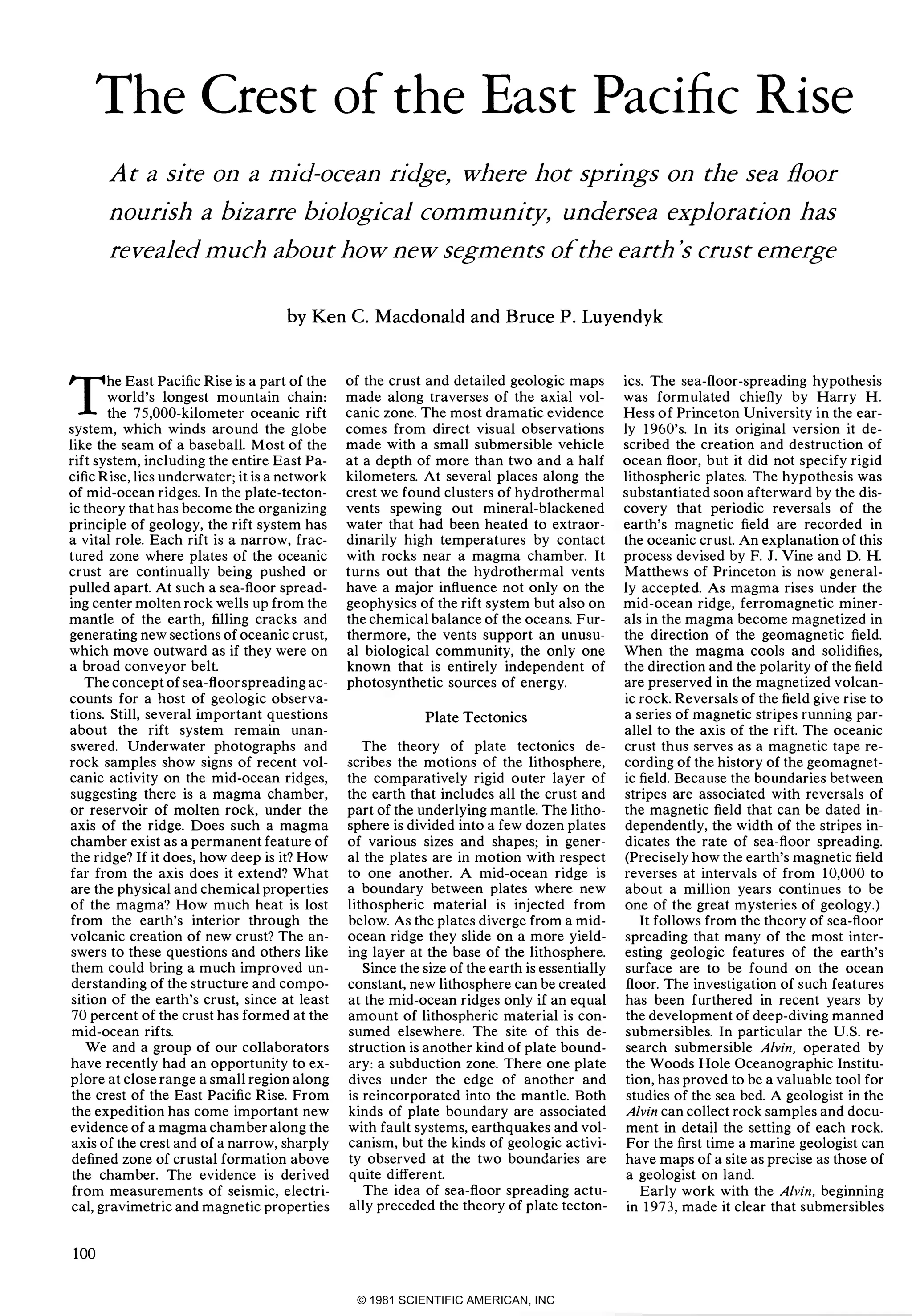 crest of east pasific rise | PDF