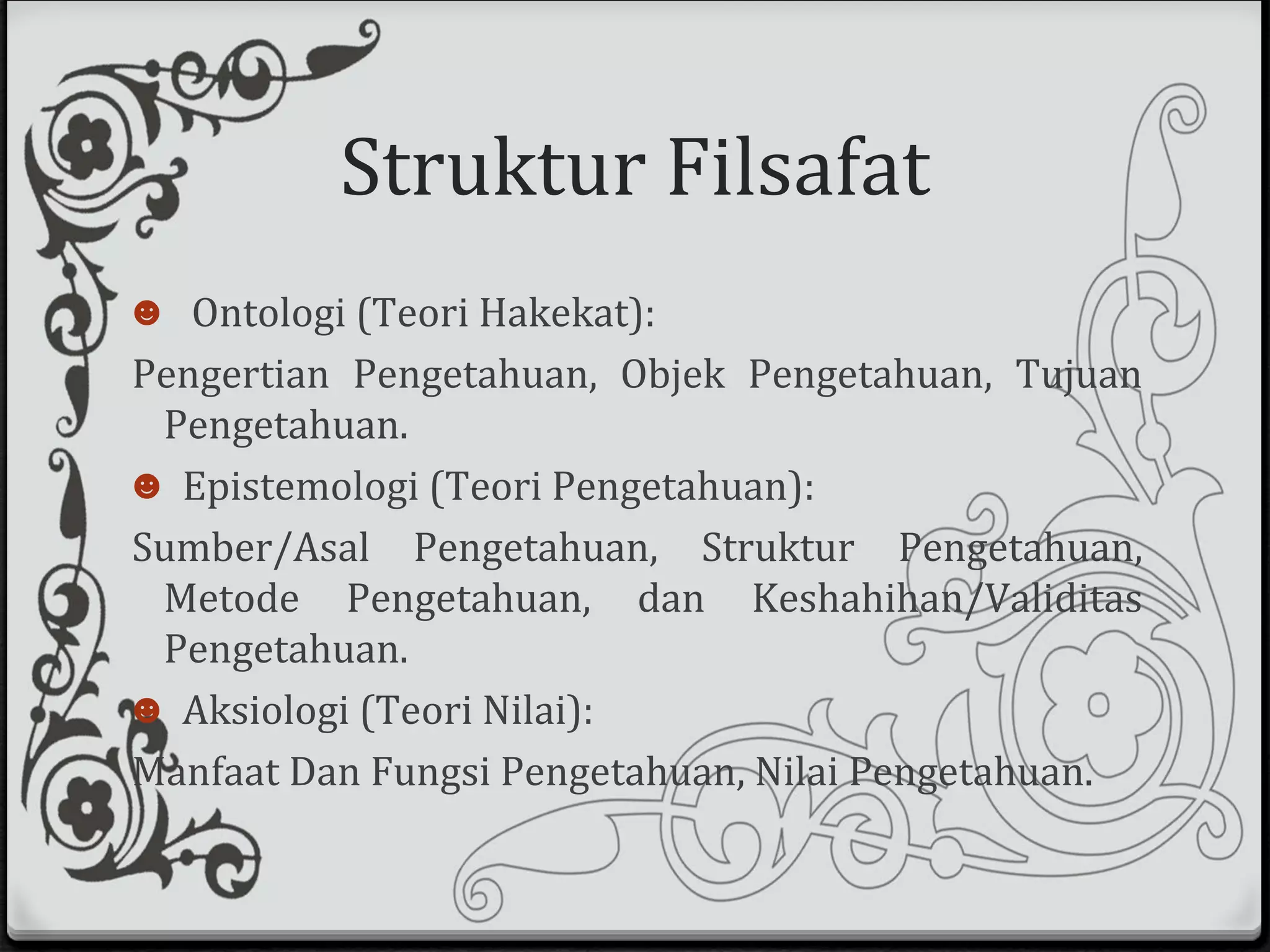 cabang cabang filsafat (strutur filsafat) | PPT