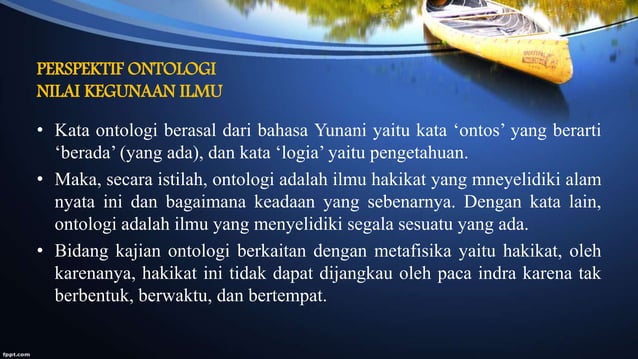 perspektif ontologi, epistemologi, dan aksiologi | PPTX