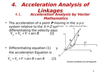 4. acceleration analysis of linkages | PDF