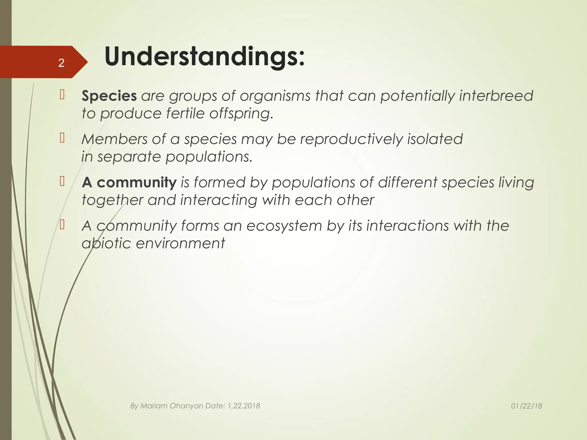 Topic 4.1 species, communities and ecosystems | PPT