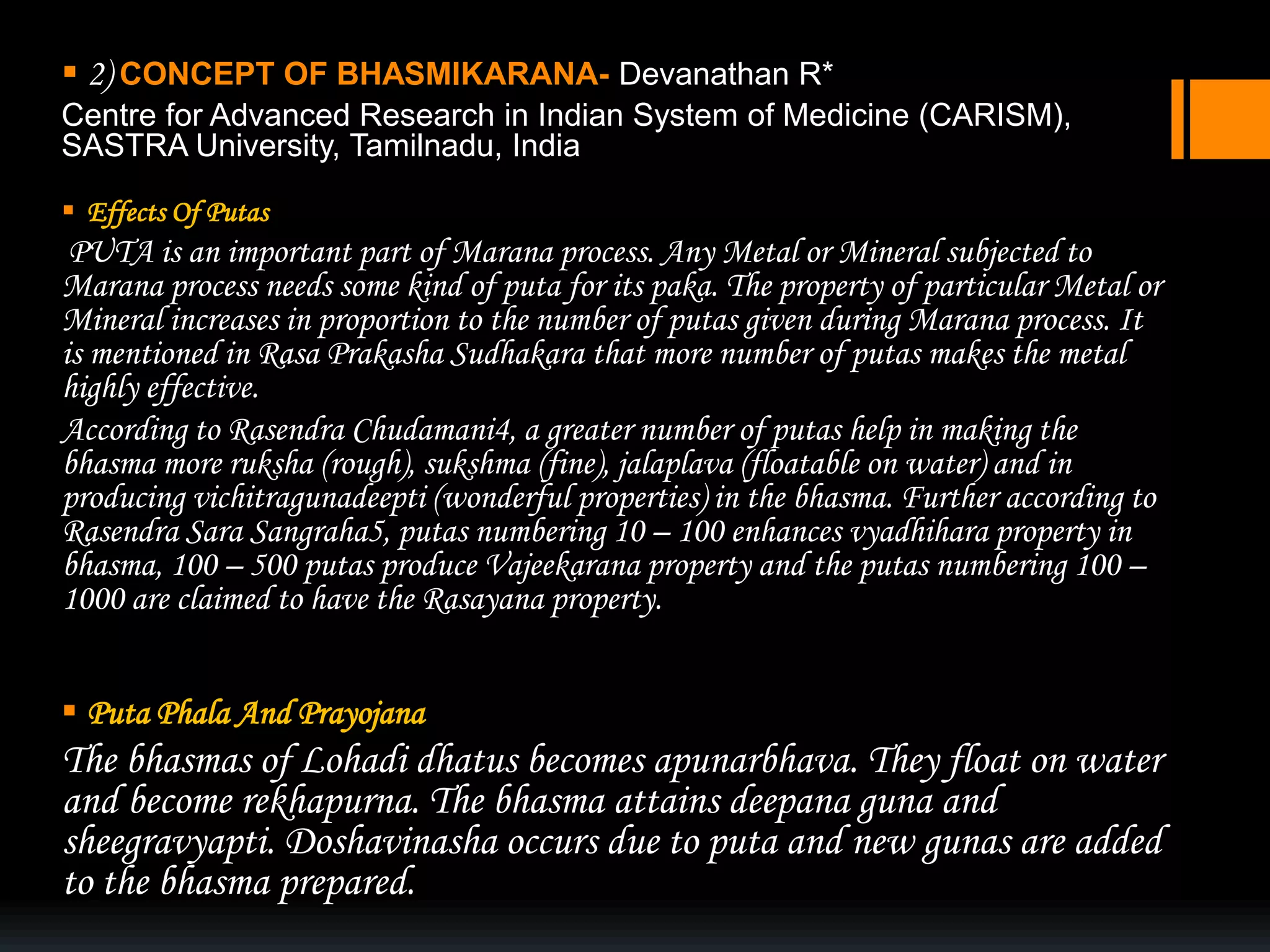 Pancha bhasma siddhi lakshana- Dr. Saroja M Patil | PPTX