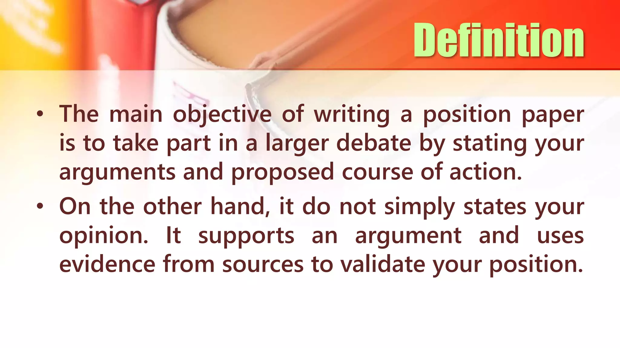 Position Paper: its Definition and Parts | PPTX