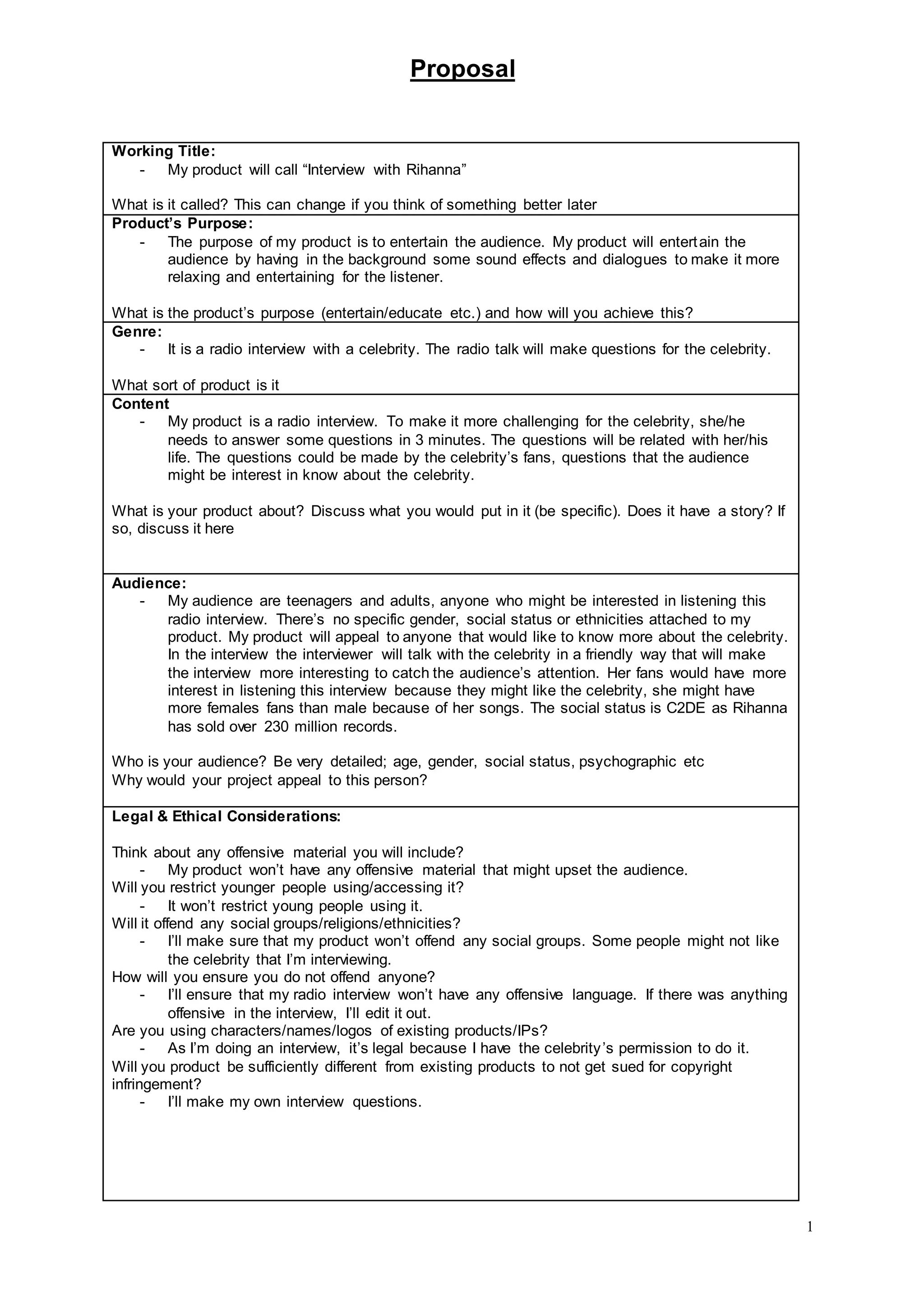 Proposal (Audio) | DOCX