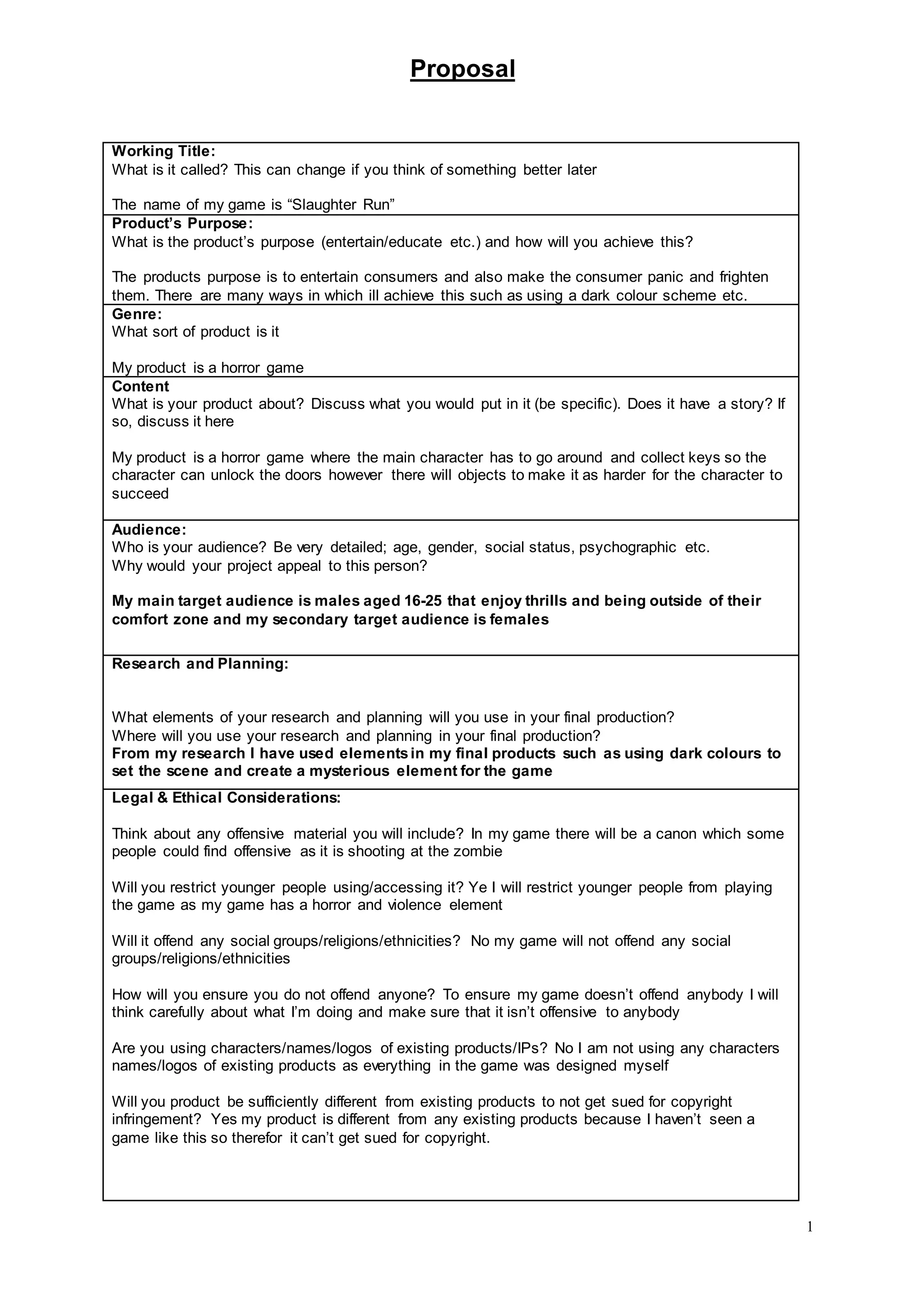 4. proposal completed | DOCX | Roleplaying Games | Games and Puzzles