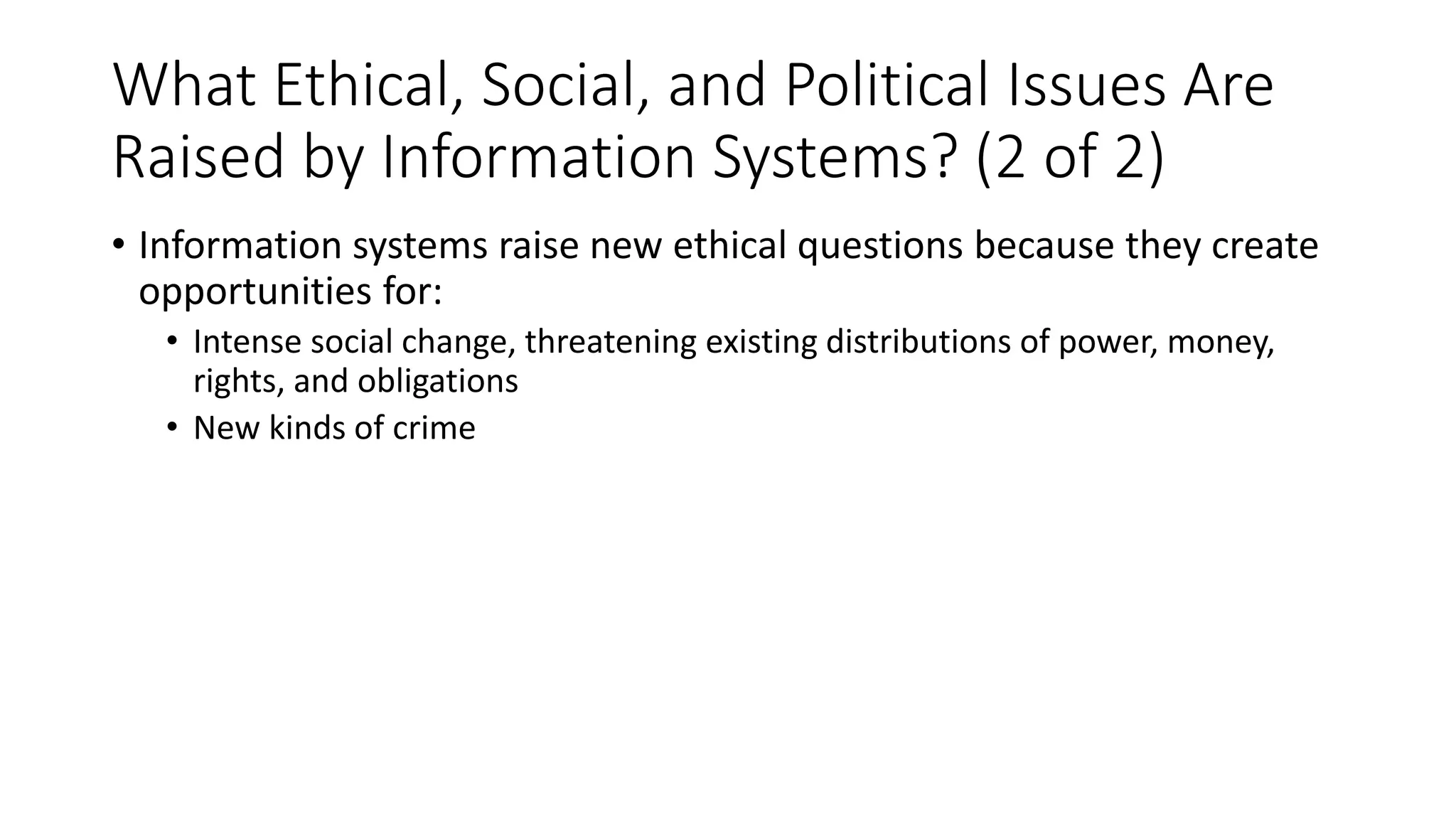 Ethical and social issues in information systems | PPTX