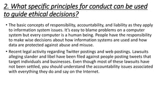 Ethical and social issues in information systems | PPTX