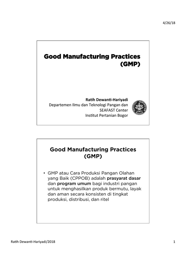 Prinsip-Prinsip GMP | PDF