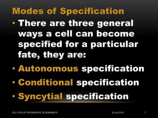 Cell Fate by Progressive Determinants | PPTX