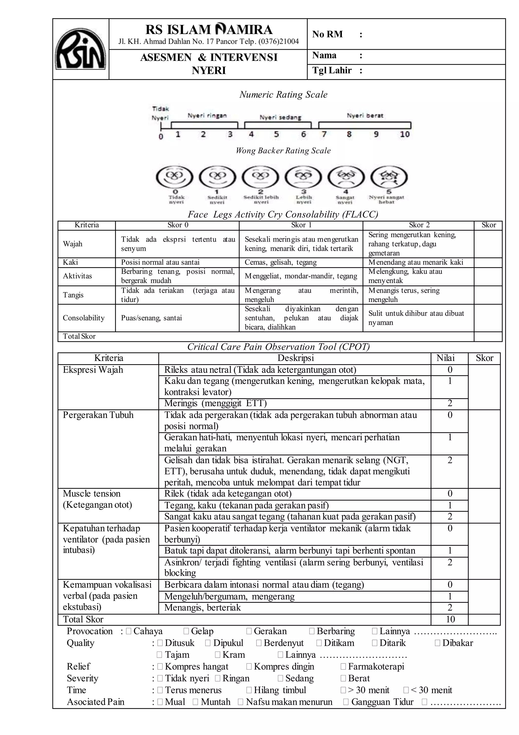 4. form asesmen & intervensi nyeri | DOCX