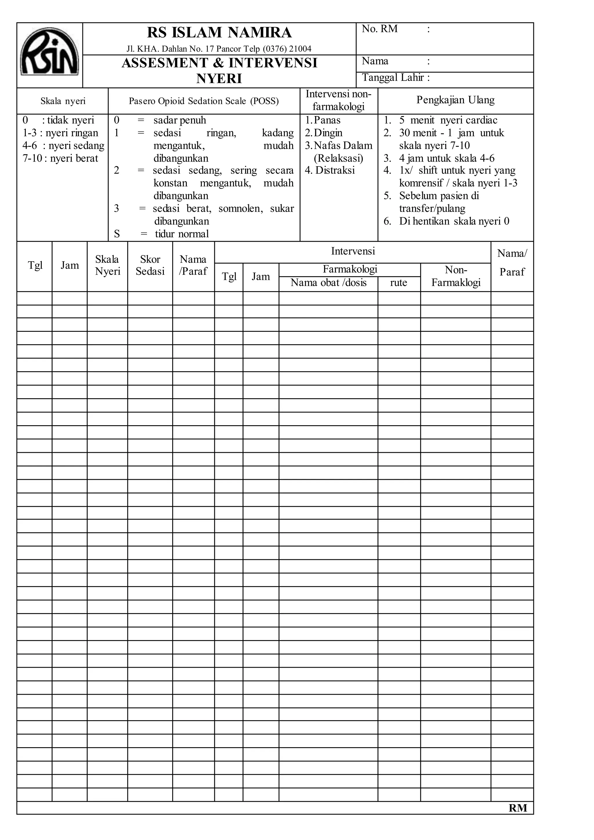 4. form asesmen & intervensi nyeri | DOCX