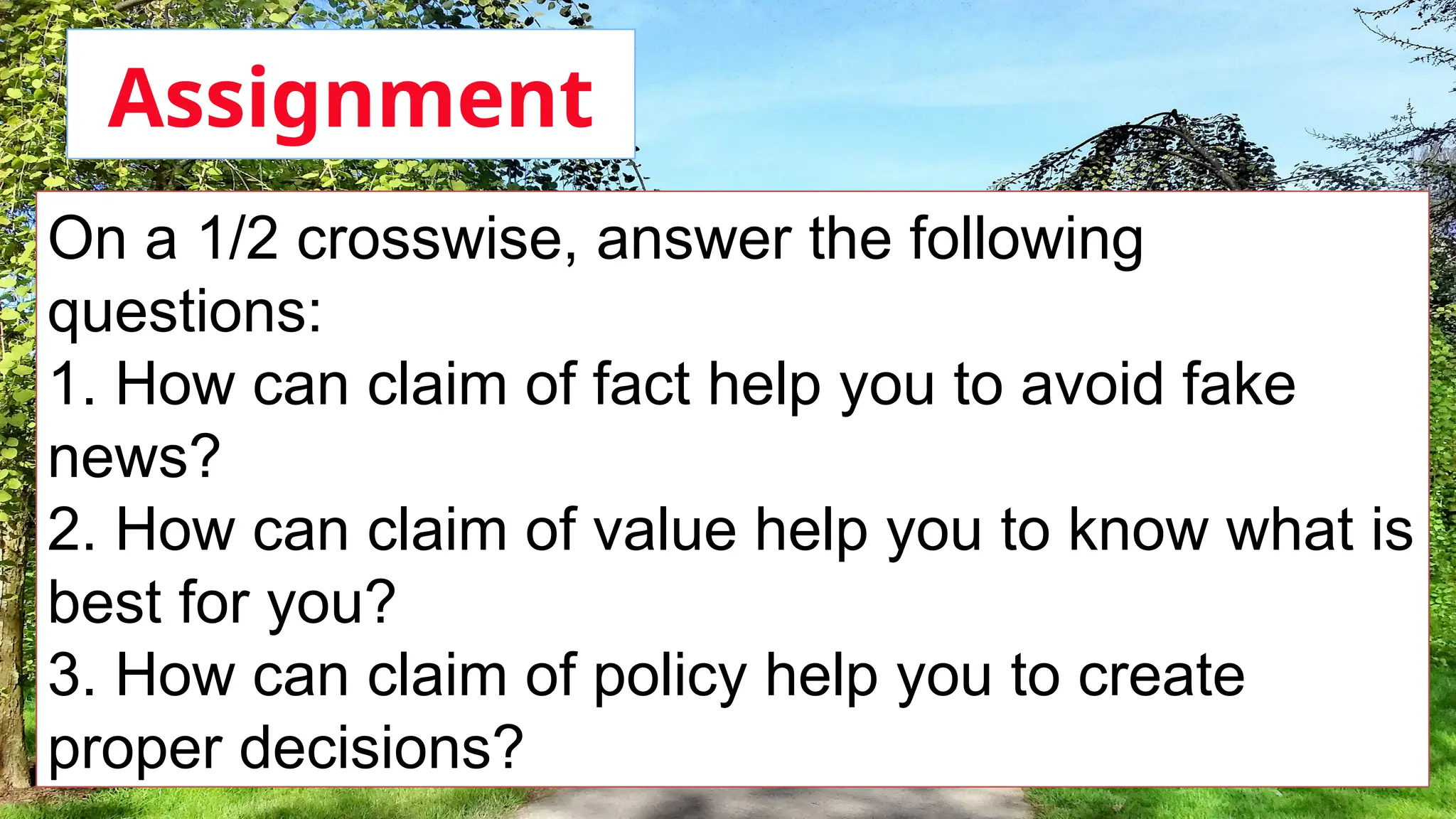 Three Forms of Claims: Claim of Fact, Value, Policy | PPTX