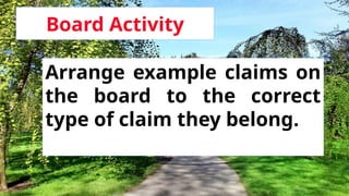 Three Forms of Claims: Claim of Fact, Value, Policy | PPTX