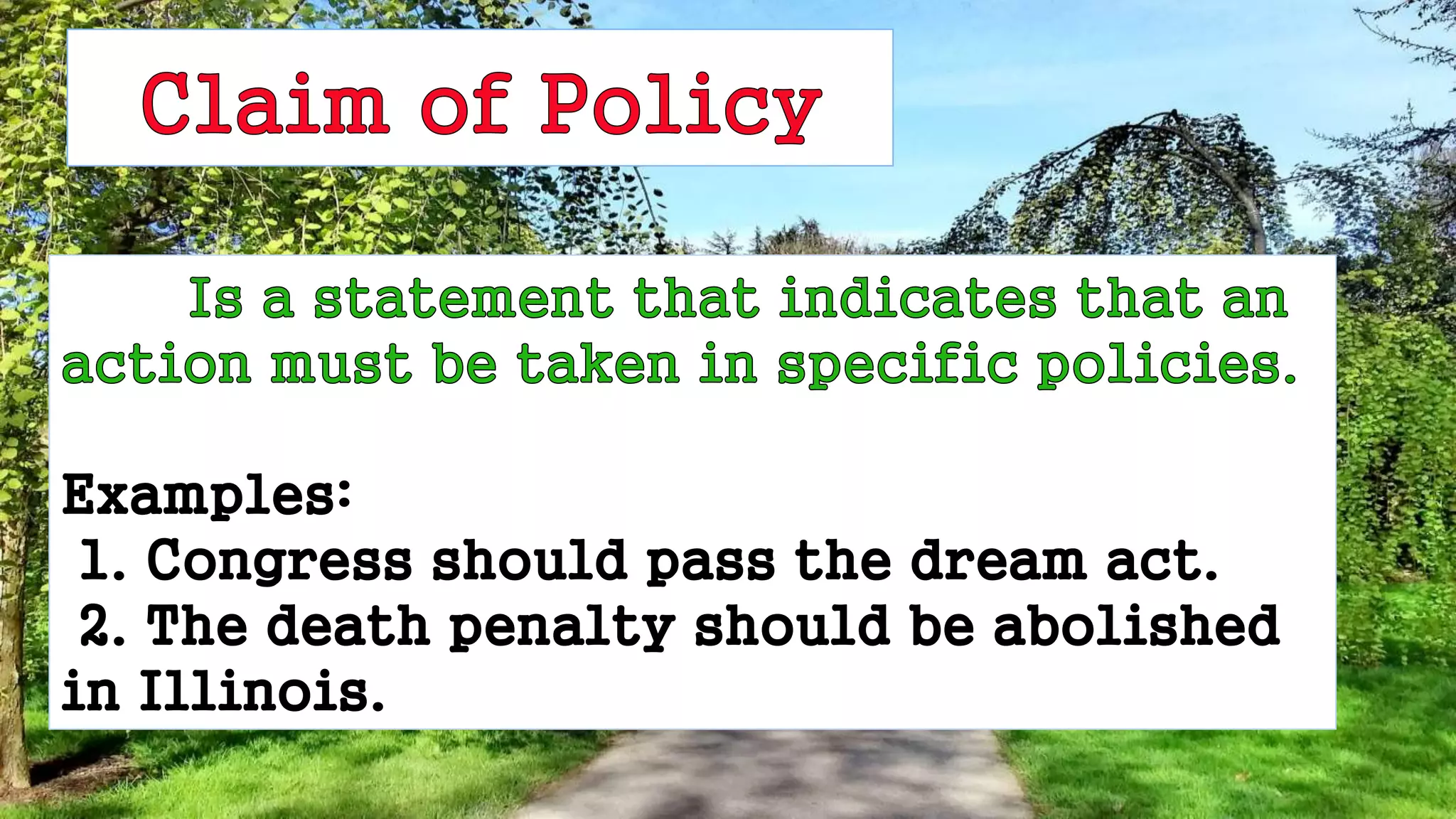 Claims of Fact, Value and Policy | PPTX