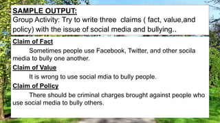 Claims of Fact, Value and Policy | PPTX